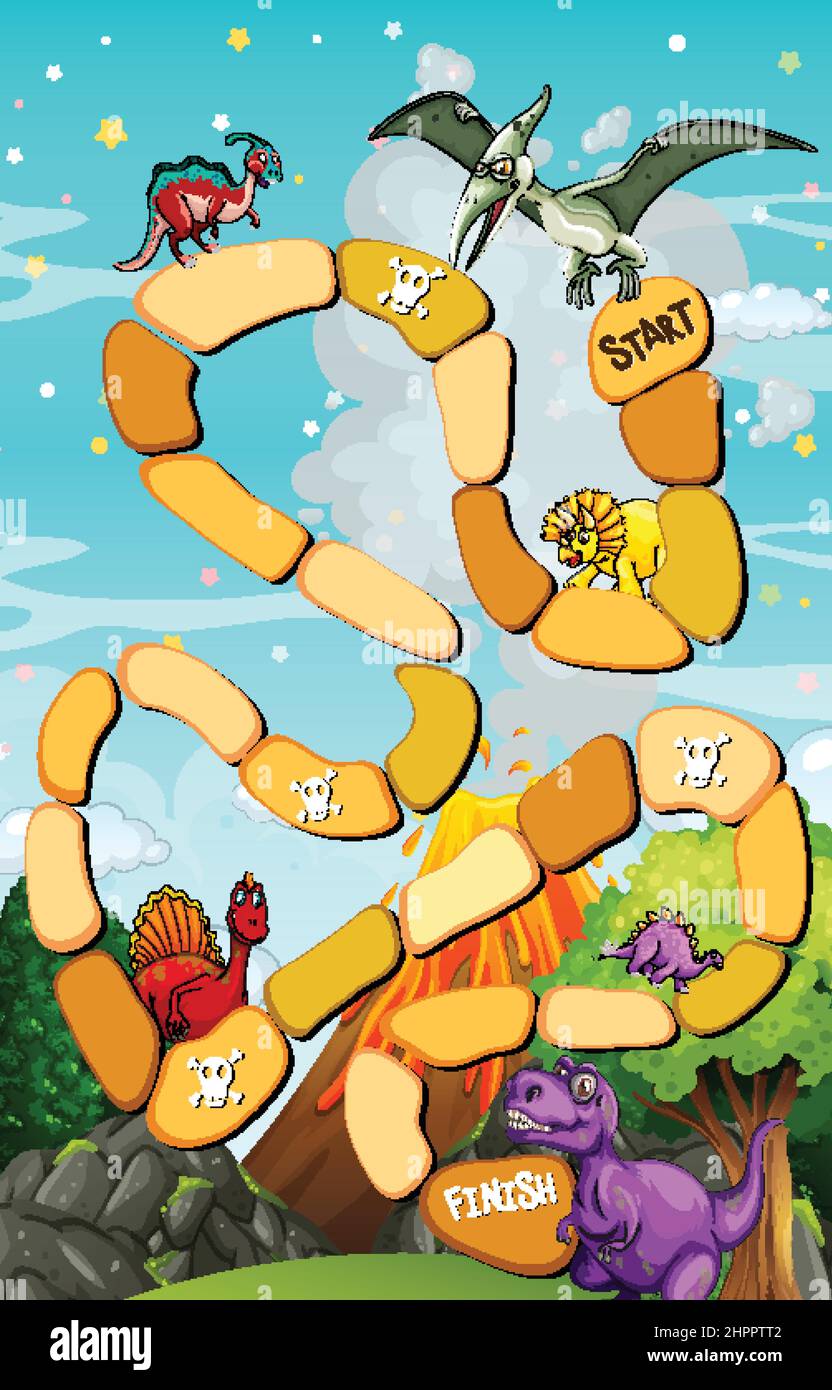 Counting game template in dinosaur theme illustration Stock Vector ...