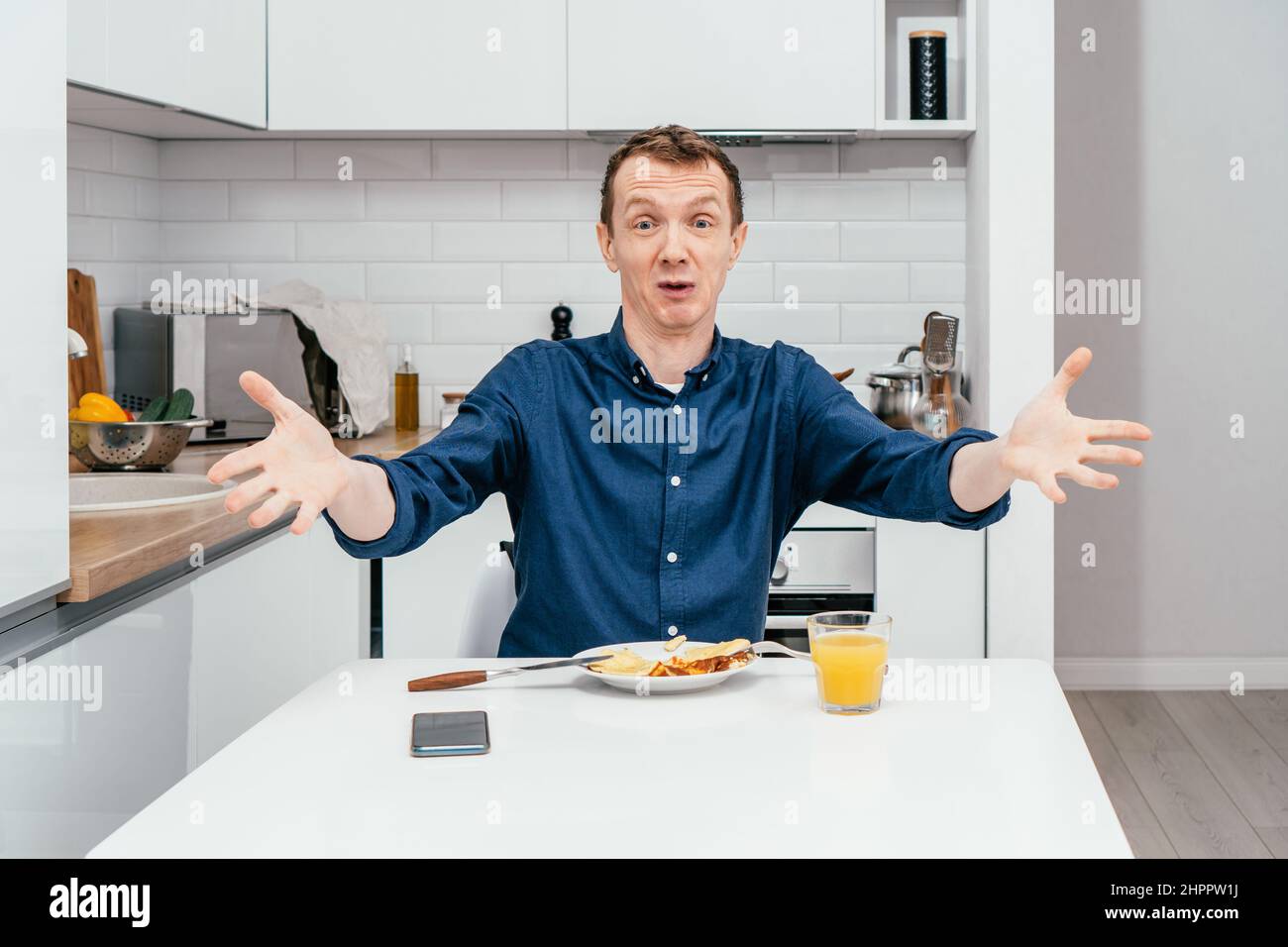 Portrait of scandalized, indignant middle-aged man with short ginger ...