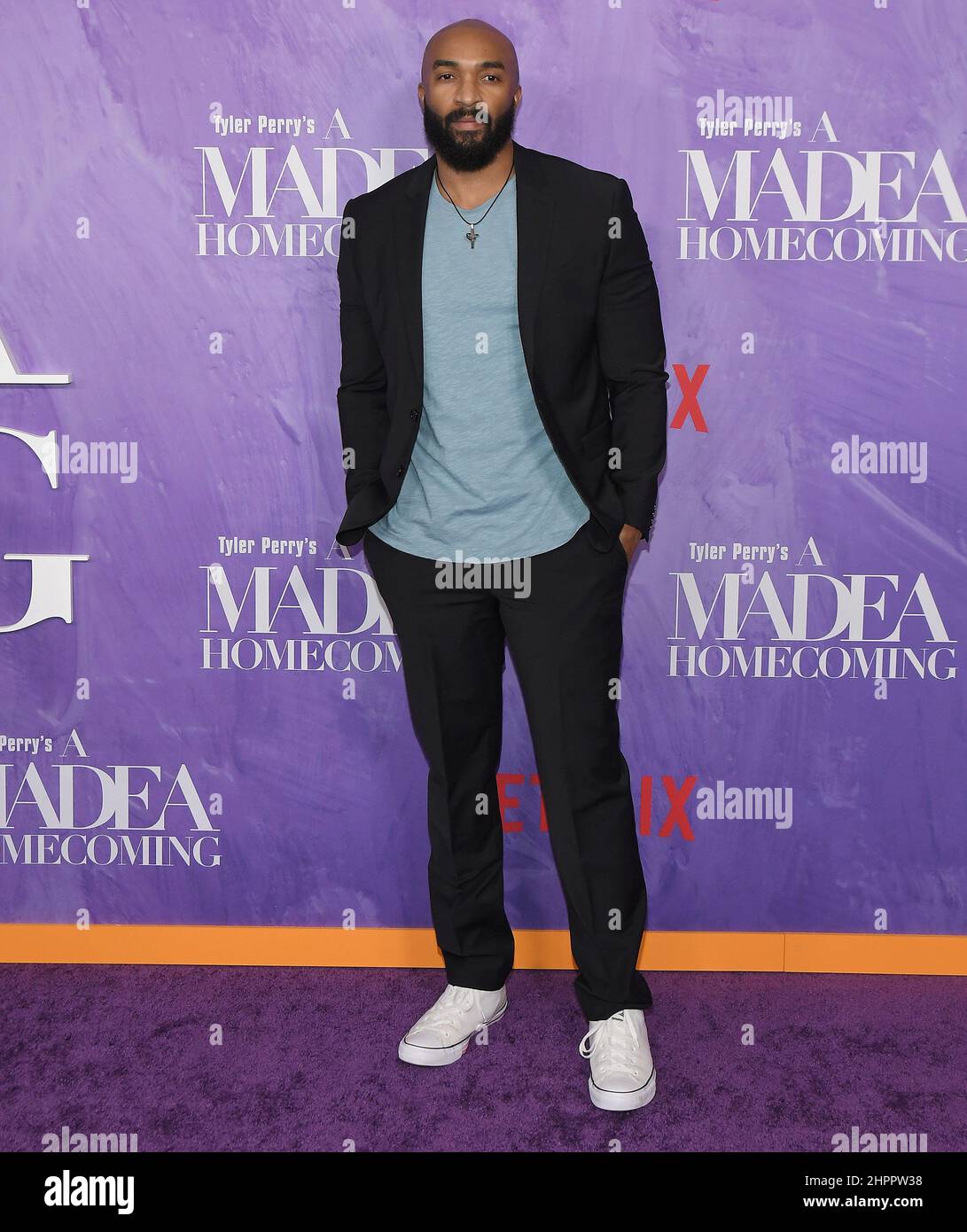 Los Angeles, CA, February 22, 2022. Amani Atkinson arrives at the World ...