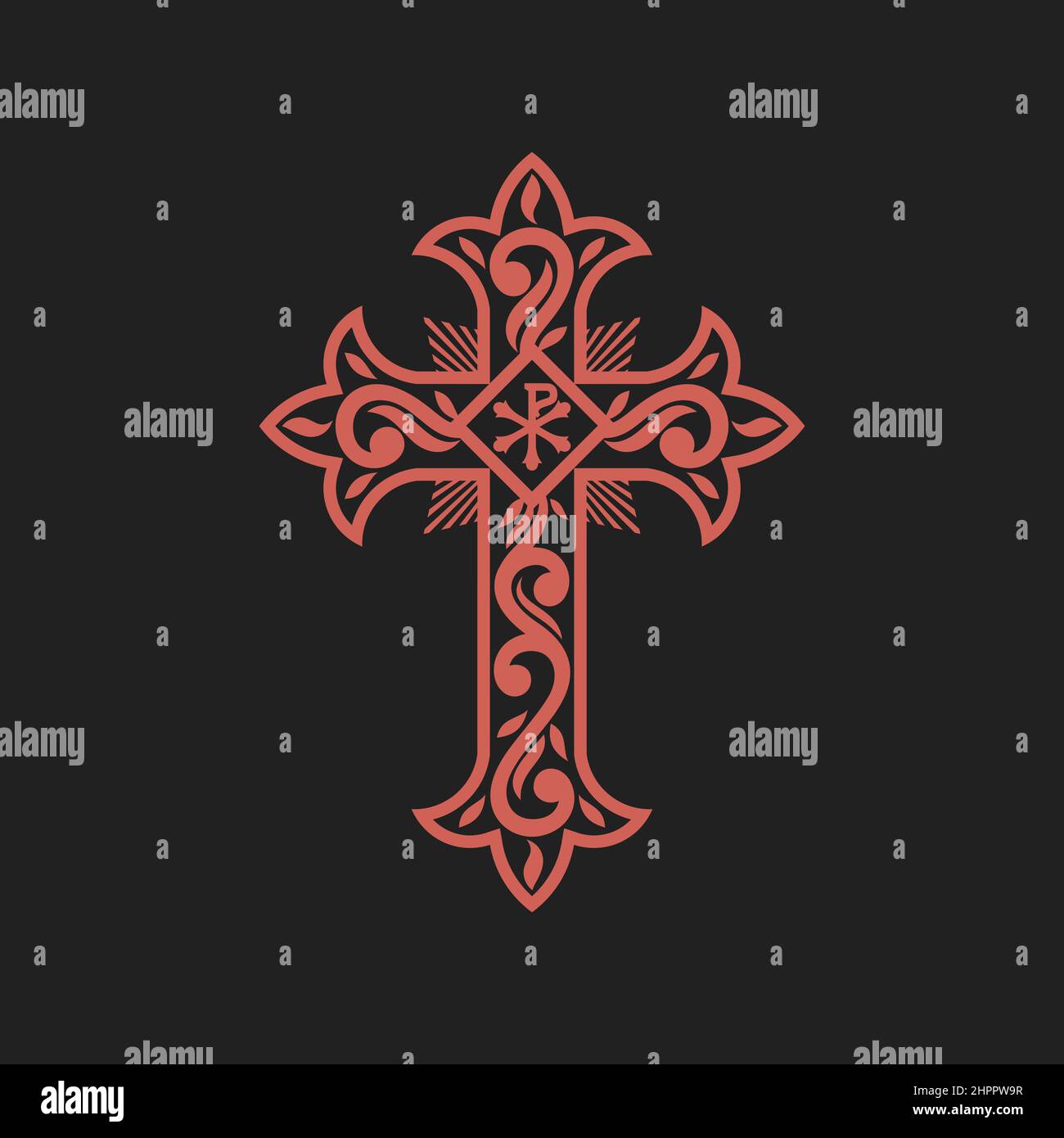 Figurative cross of Jesus Christ with patterns and symbols Stock Vector ...