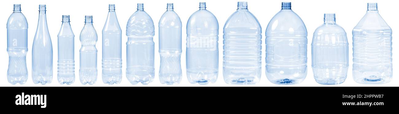 Much New, clean, empty plastic bottle blue color, isolated on white ...