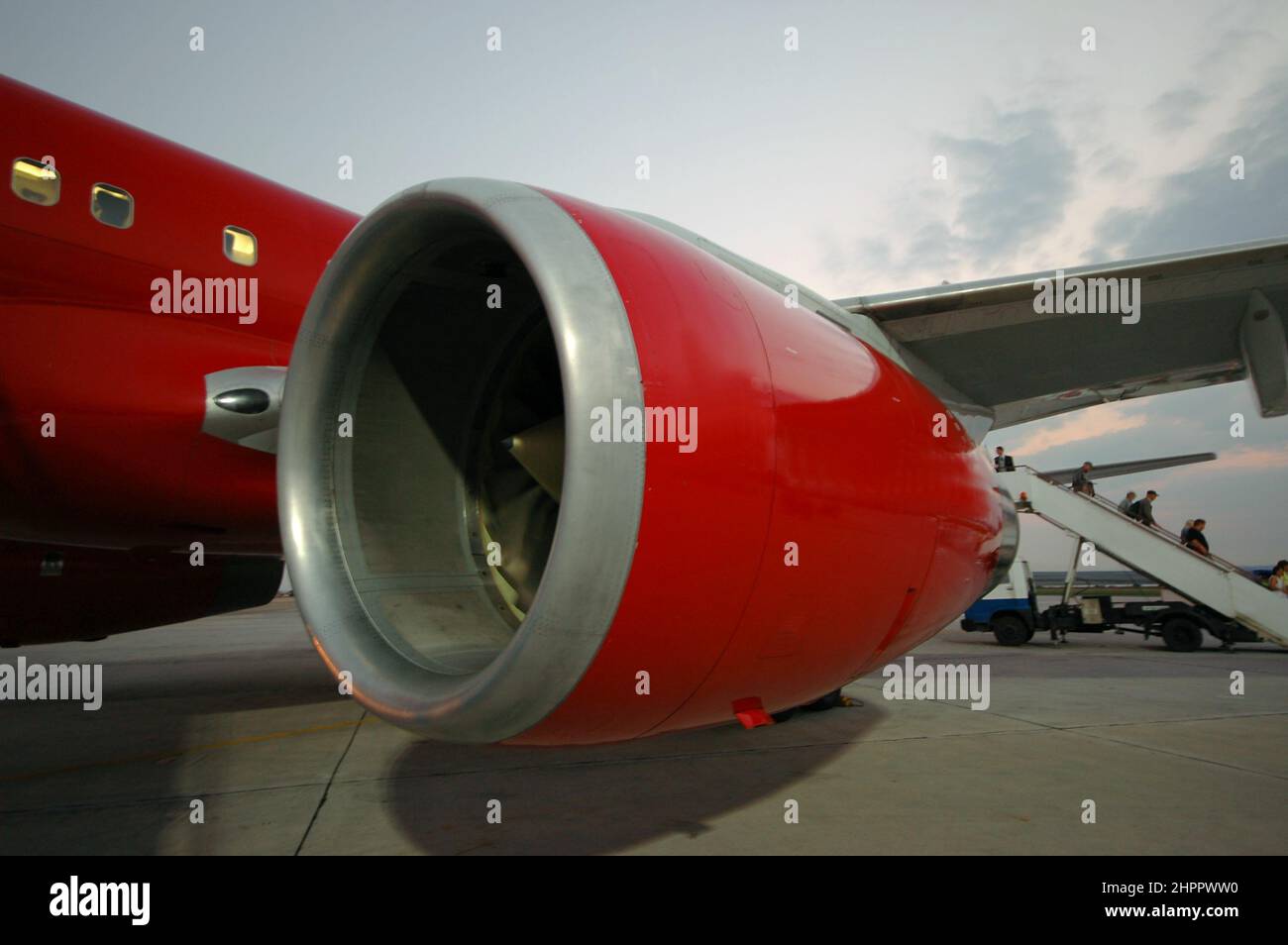 Passenger plane landing in clear hi-res stock photography and images ...