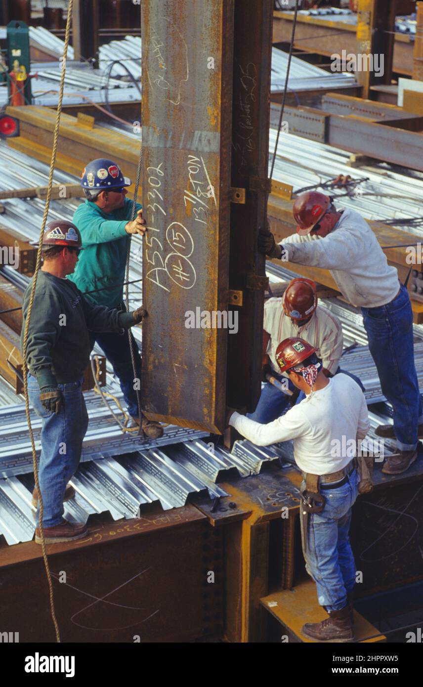 usa boston building construction iron worker building steel meta with ...