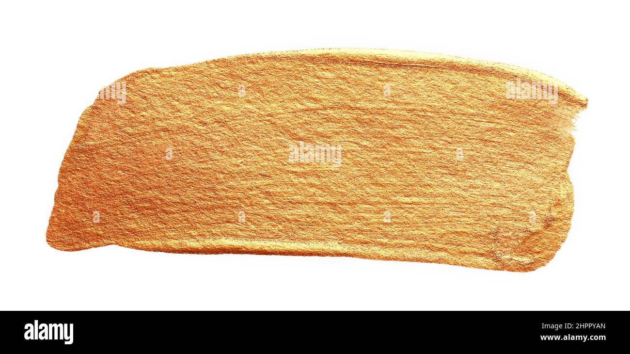 Gold shiny paint smear isolated on white background Stock Photo - Alamy