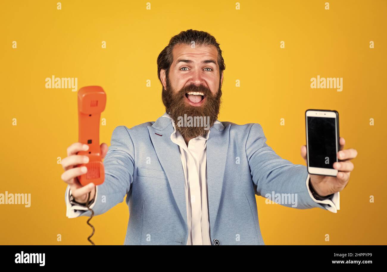 offer only best. communication concept. brutal handsome man with ...