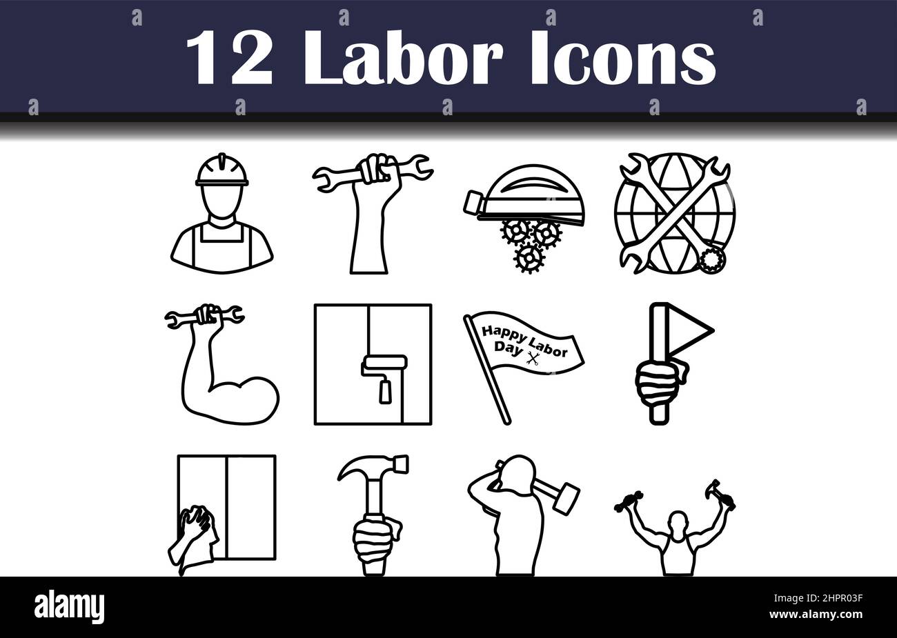 Labor Icon Set. Bold outline design with editable stroke width. Vector ...