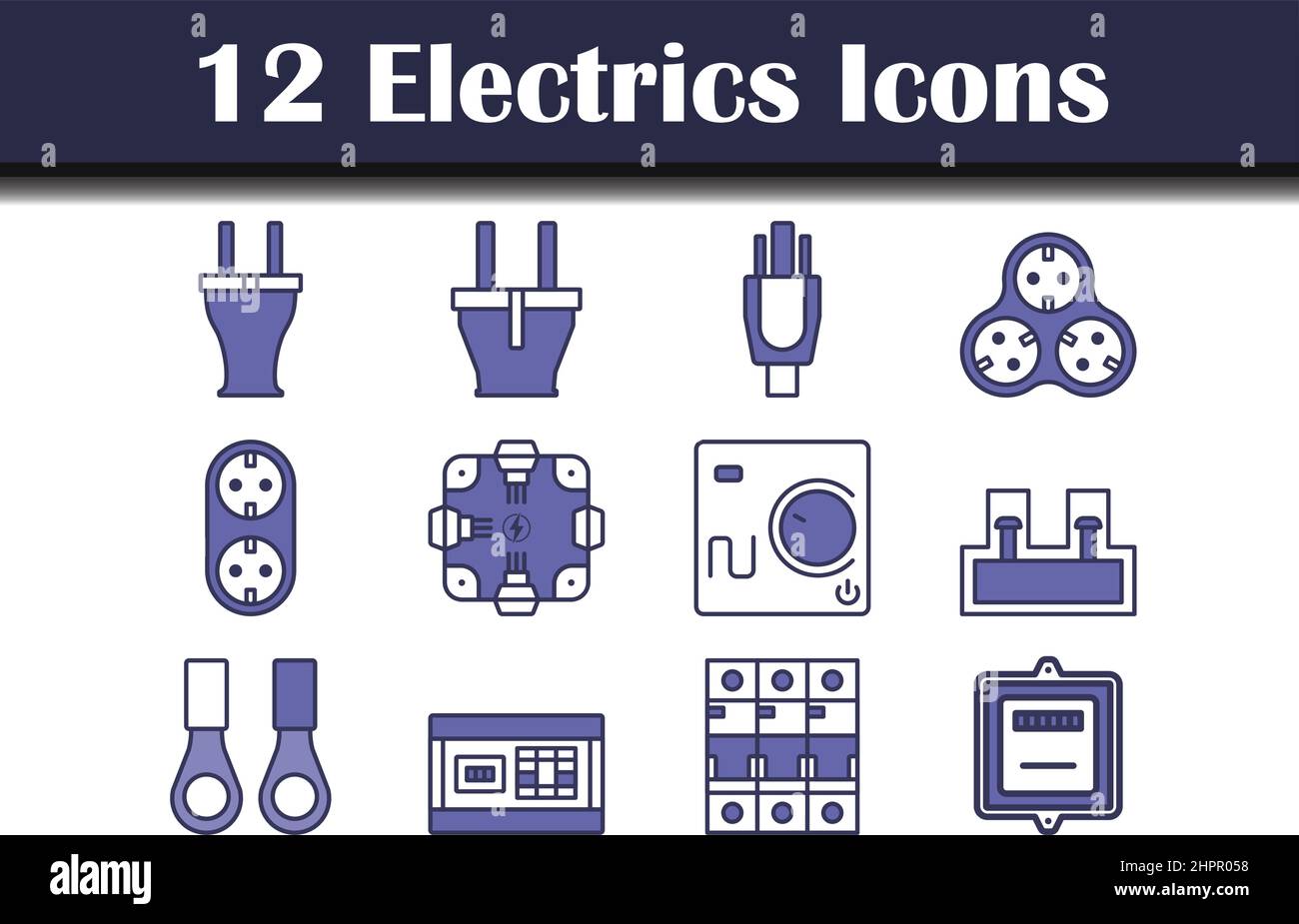 Electrics Icon Set. Editable Bold Outline With Color Fill Design ...