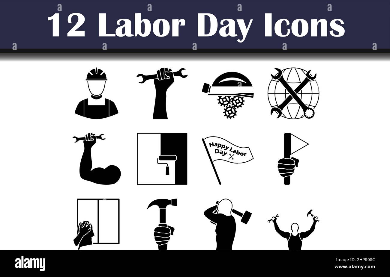 Labor Day Icon Set. Fully editable vector illustration. Text expanded ...