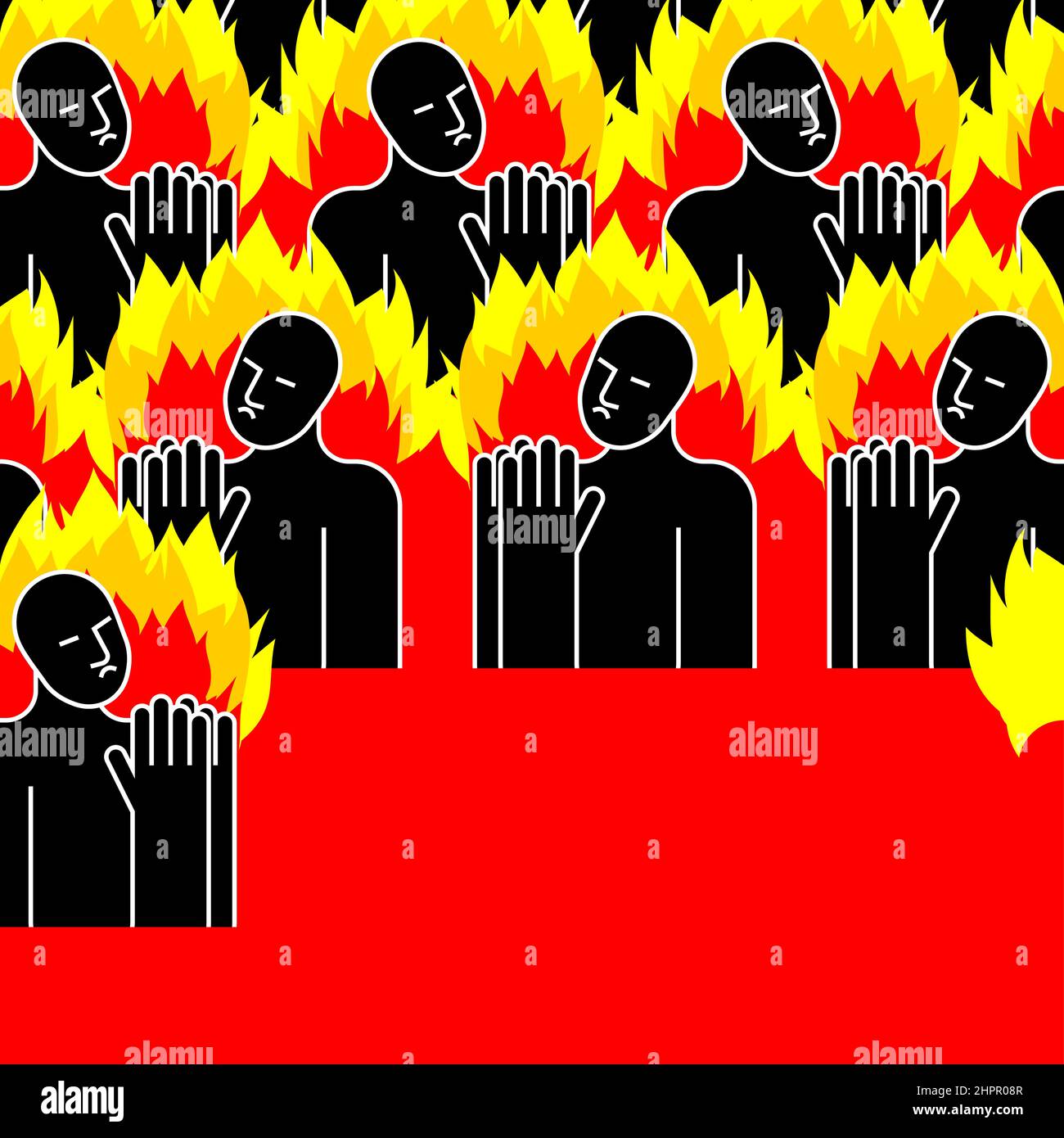 Sinner pattern seamless. Sinner in fire to repent texture. Man prays in ...