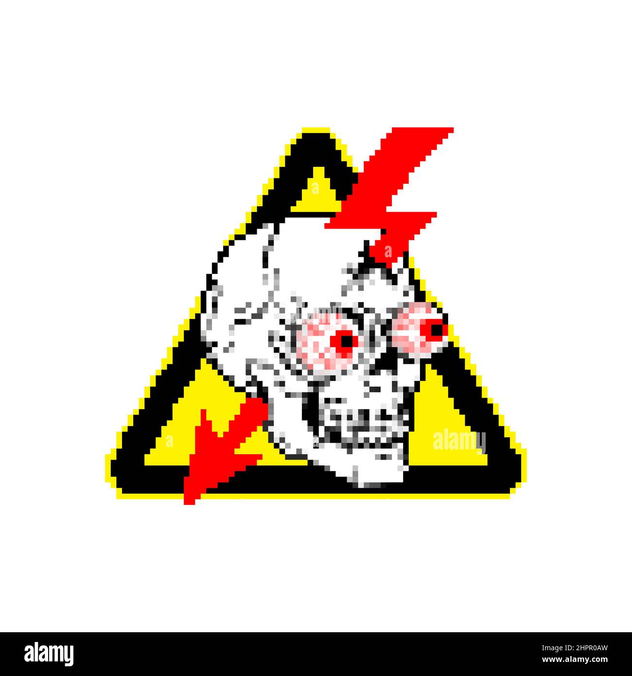 Danger! Keep out. pixel art. High voltage icon. Danger sign Skull and ...