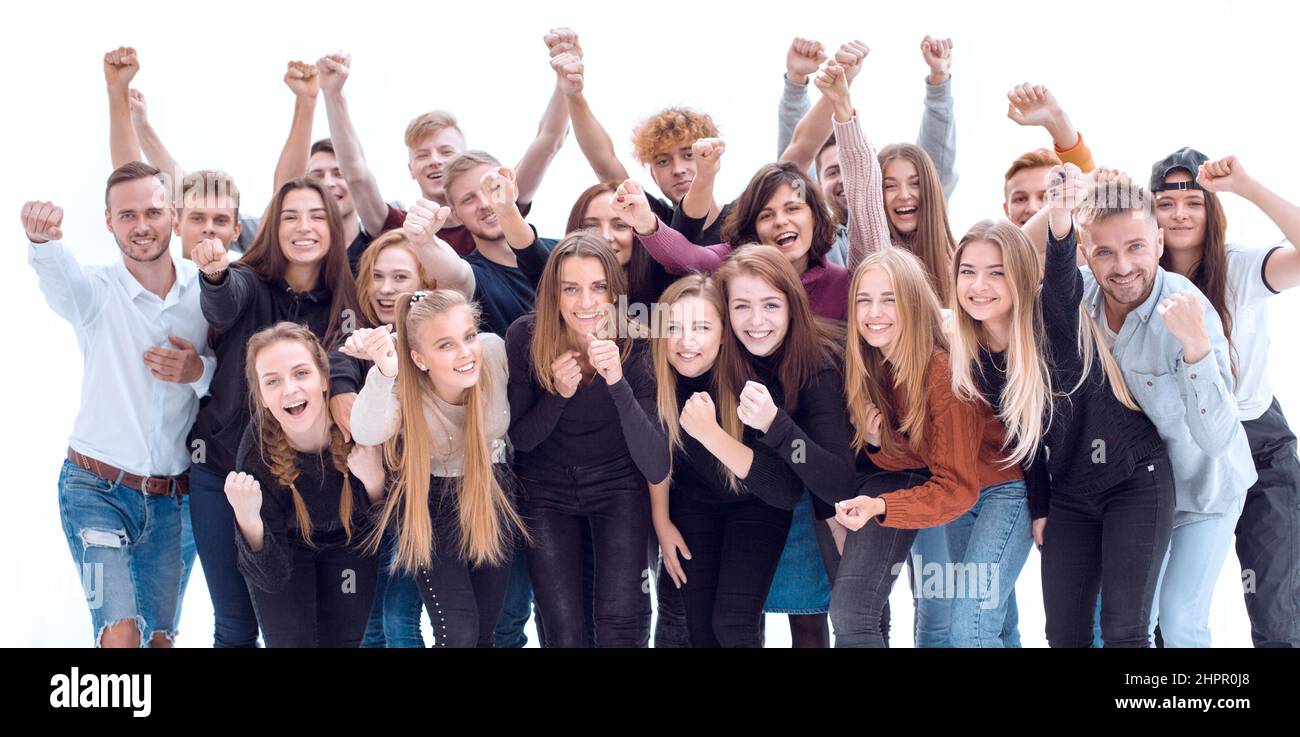 group of ambitious young people showing their success Stock Photo - Alamy