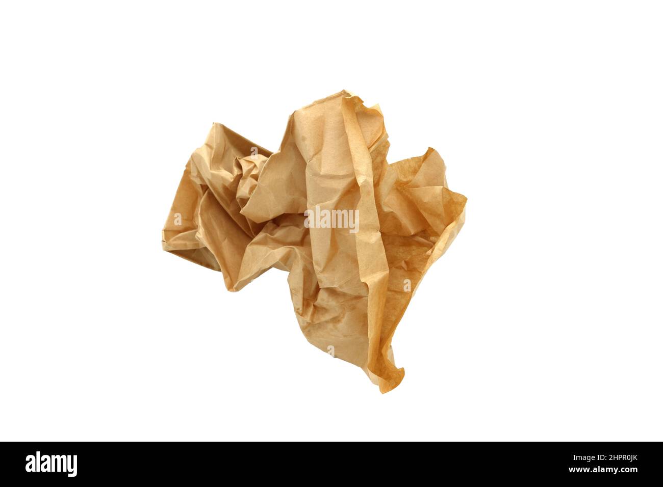 Crumpled brown paper bag isolated on a white background Stock Photo - Alamy