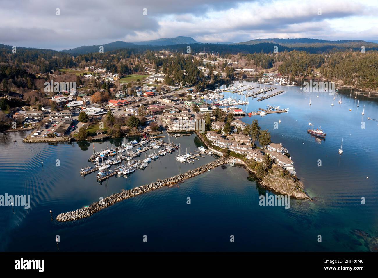 Aerial view of Ganges, Salt Spring Island, BC, Canada Stock Photo - Alamy