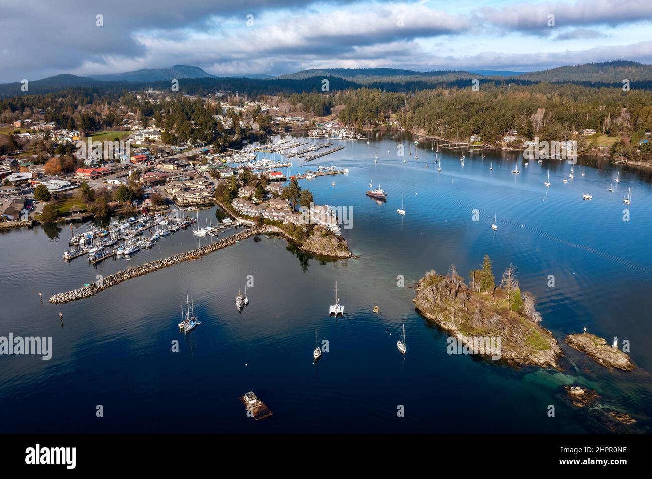 Aerial view of Ganges, Salt Spring Island, BC, Canada Stock Photo - Alamy