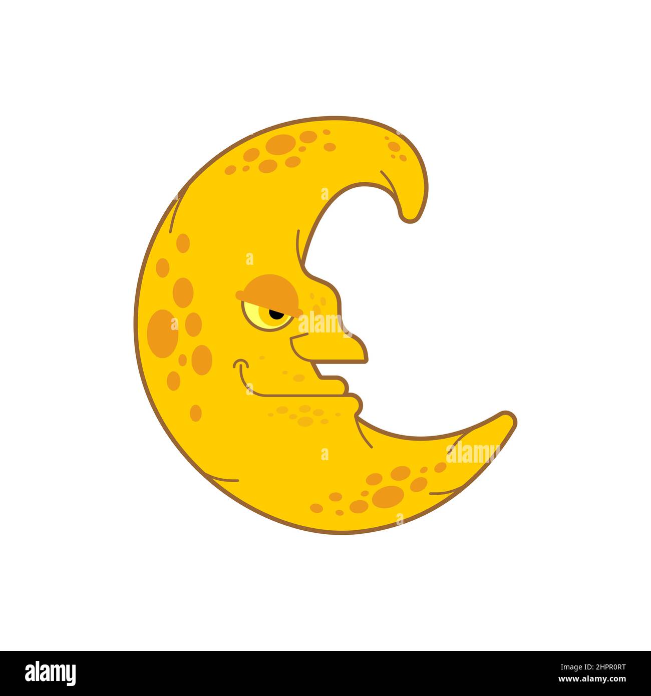 Crescent face isolated. Moon With Face. Vector illustration Stock ...