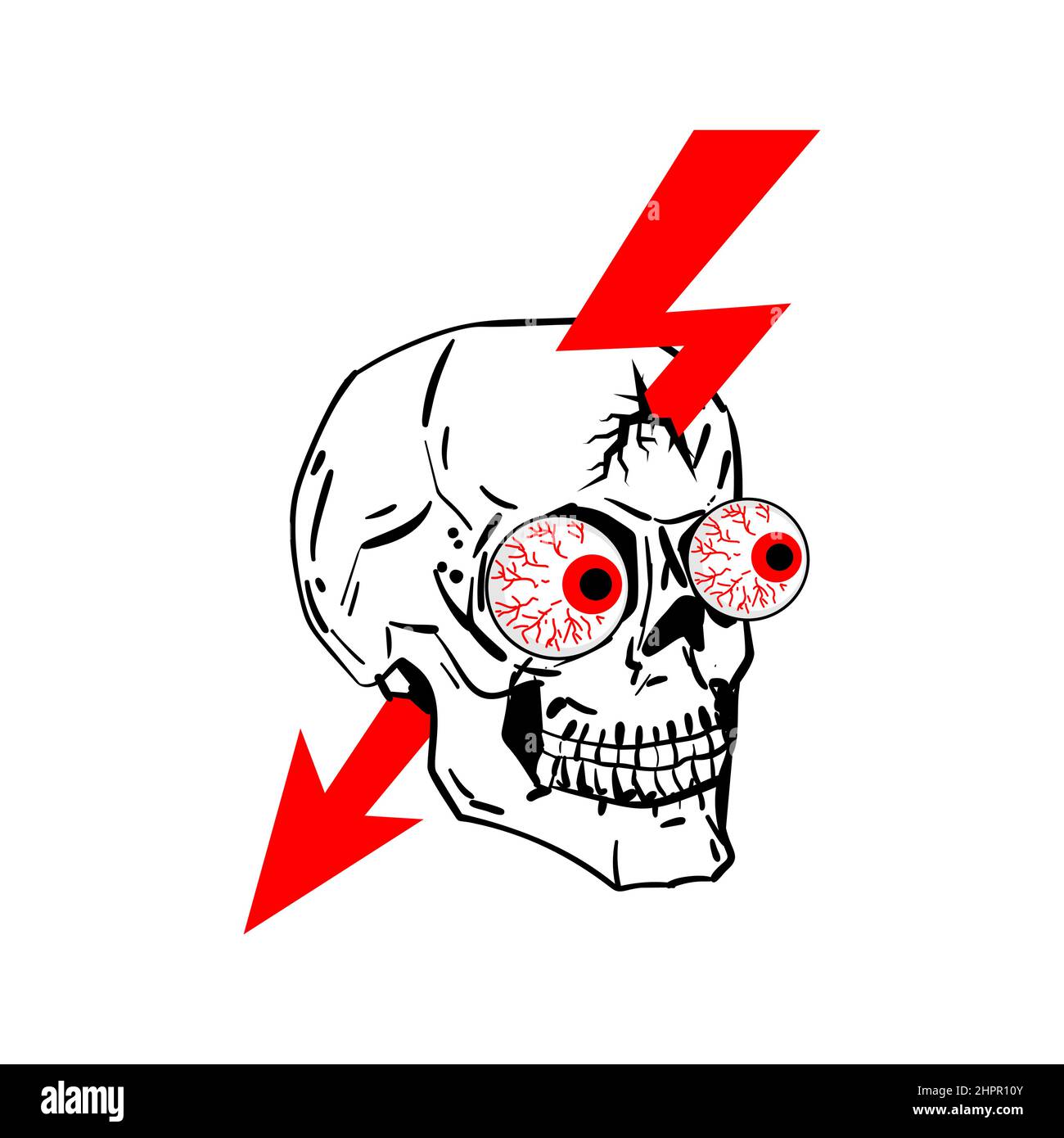 Skull and lightning sign of danger. High voltage icon. Security symbol ...