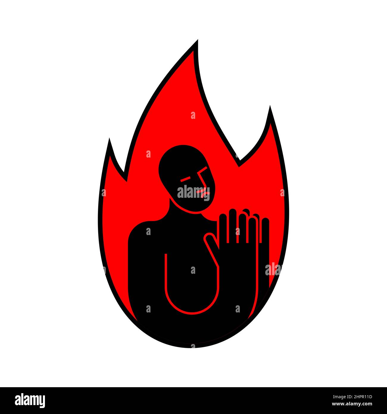 Sinner icon. Sinner in fire to repent. Man prays in fiery hyena. Man in ...