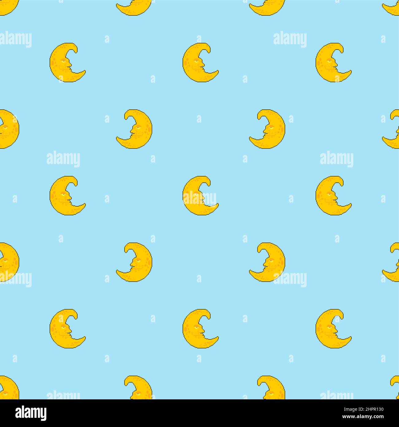 Crescent face pixel art pattern seamless. 8 bit Moon With Face ...