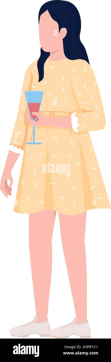 Modest lady holding drink semi flat color vector character Stock Vector ...