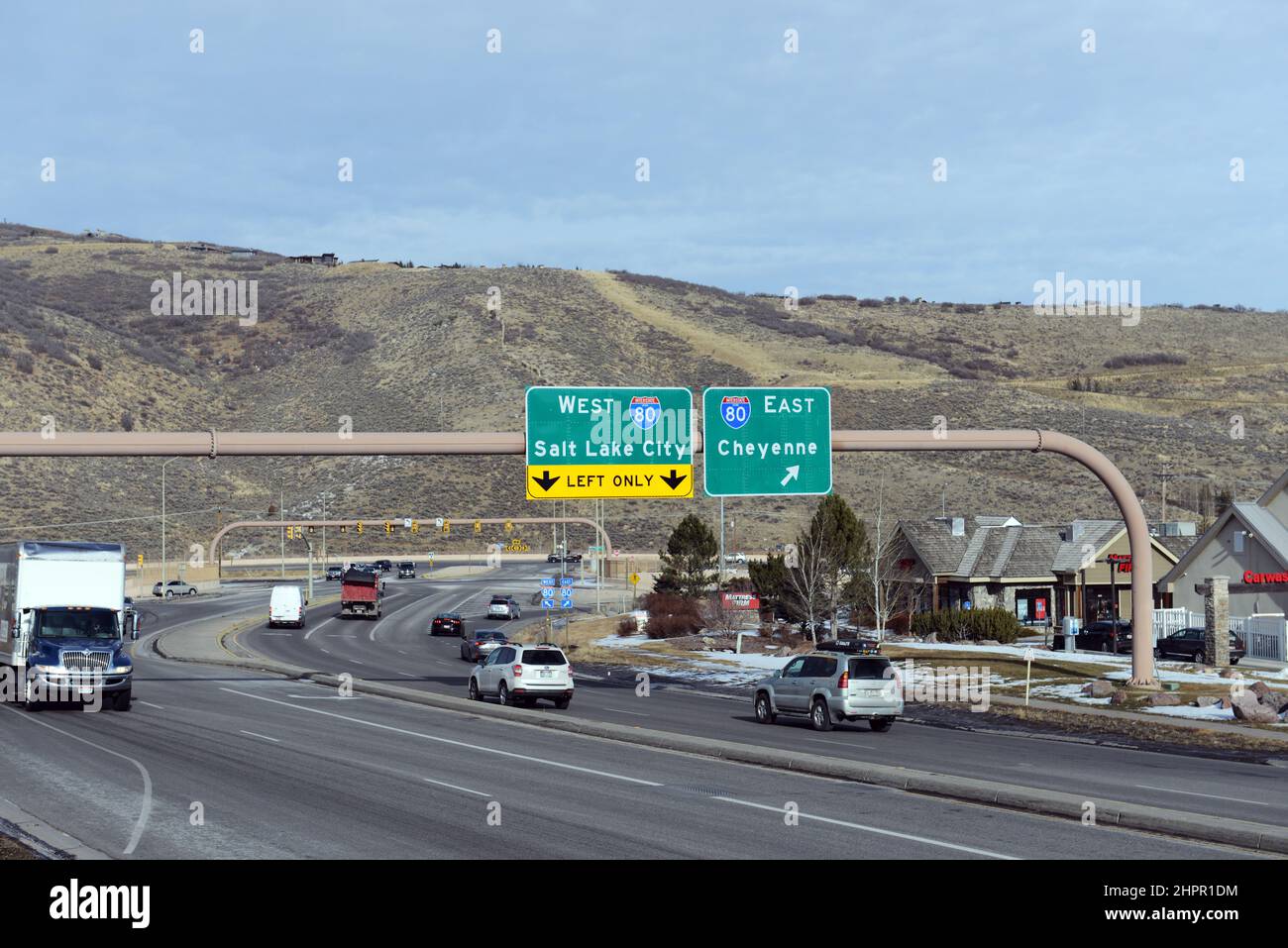 Driving on Highway 80 towards Sal Lake City in Utah, USA Stock Photo ...