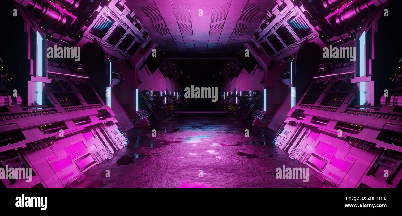 Modern Digital Simulation Cyber Hall Studio Cyber Future Stage Corridor ...