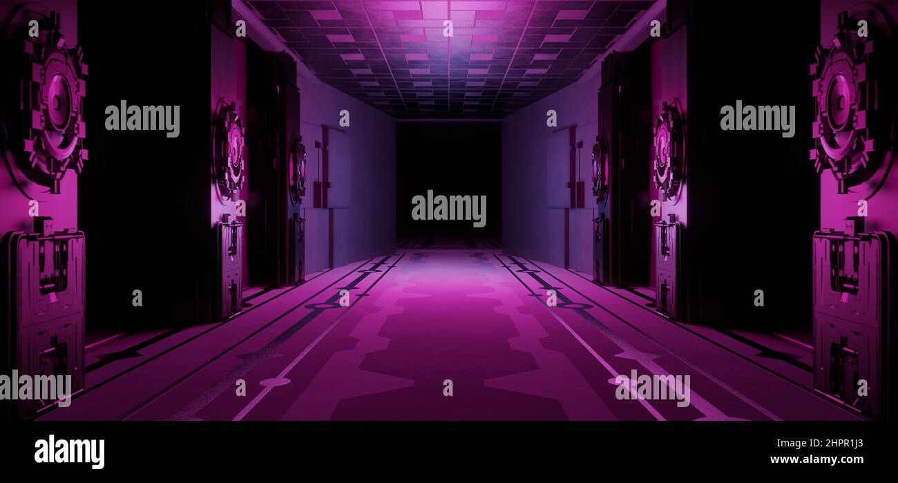 Modern Futuristic CyberSteampunk Parking Underground Car Warehouse ...