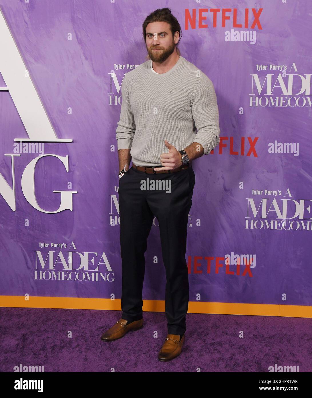 Los Angeles, CA, February 22, 2022. Brock O'Hurn arrives at the World ...