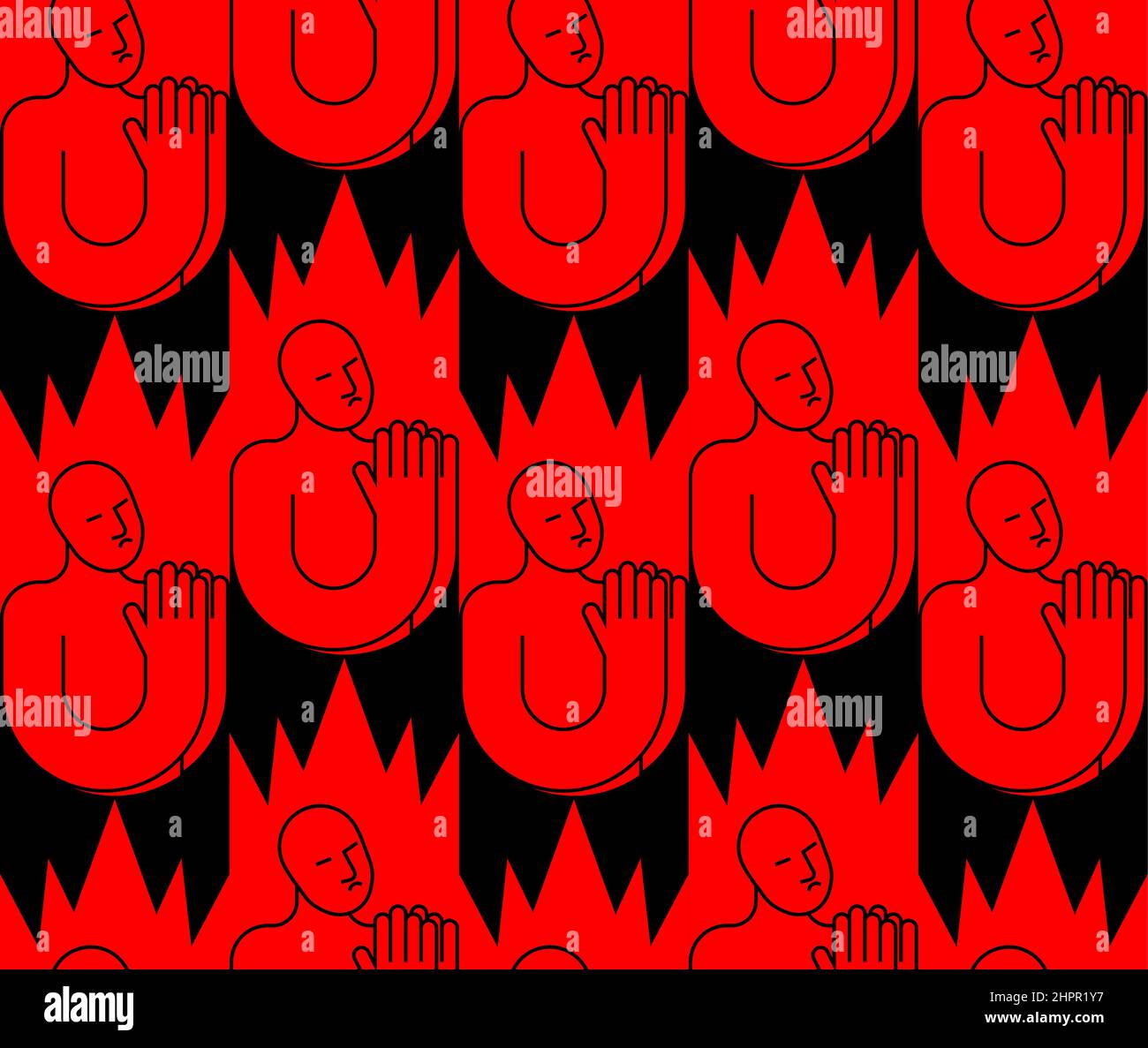 Sinner pattern seamless. Sinner in fire to repent texture. Man prays in ...