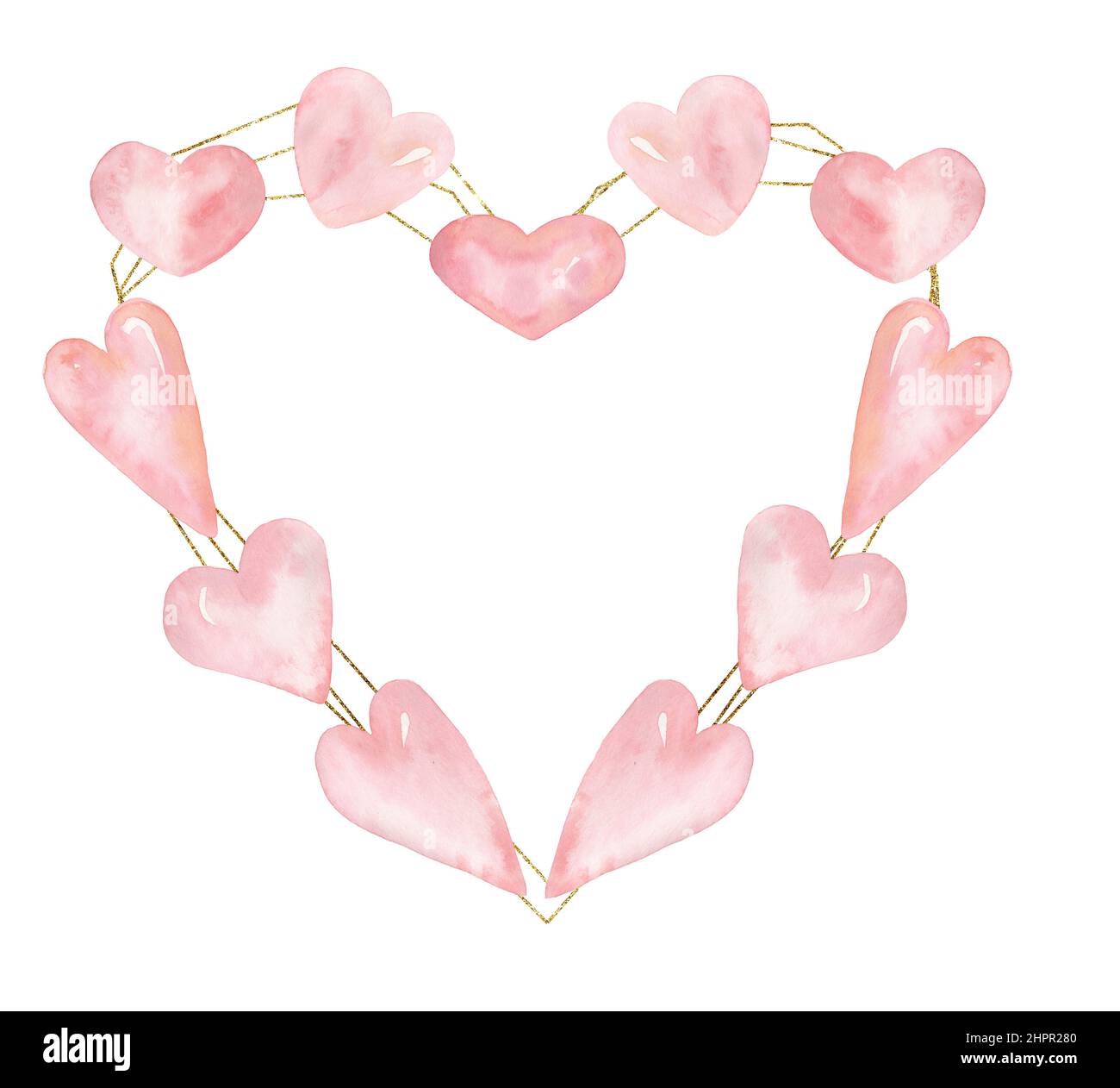 Heart Clipart, Watercolor Pastel hearts frame illustration, Pink ...