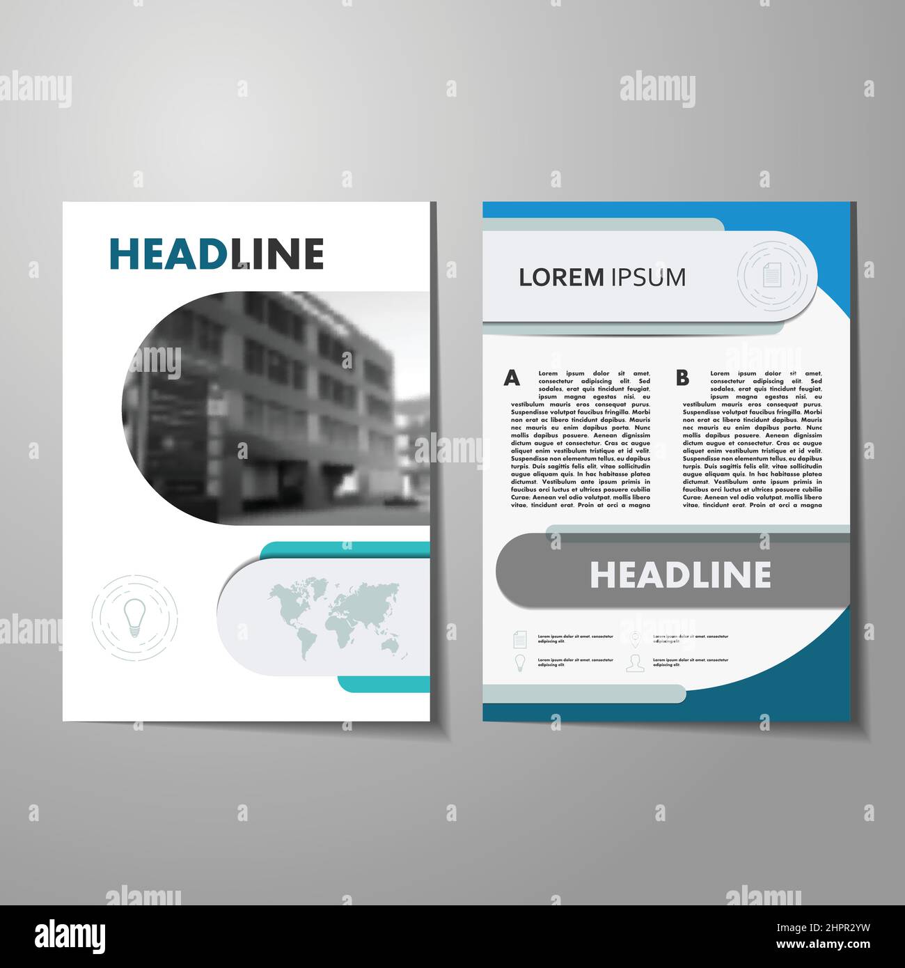 Blue Geometry brochure design template. Vector cover, Leaflet ...