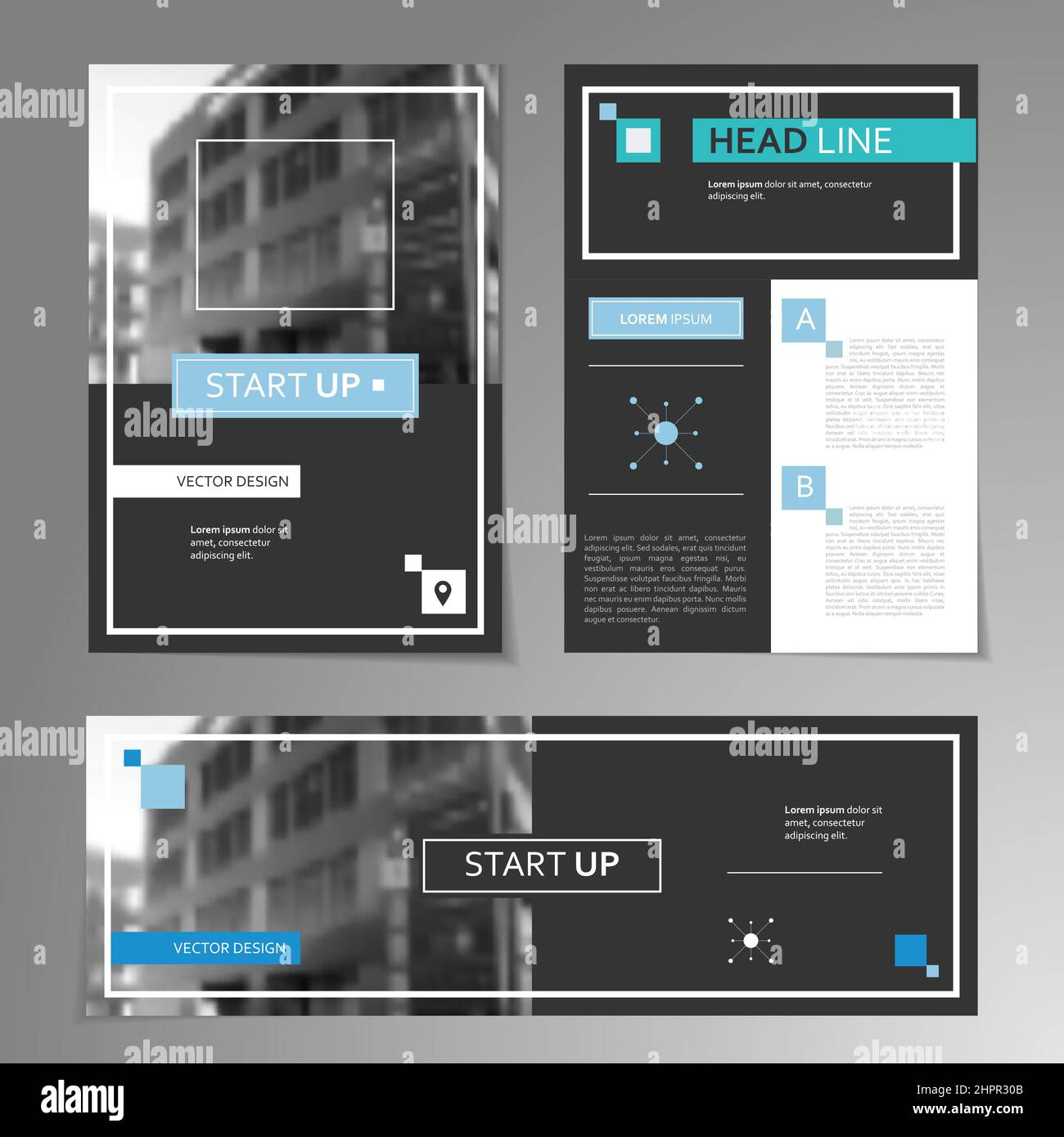 Blue Geometry brochure design template. Vector cover, Leaflet ...
