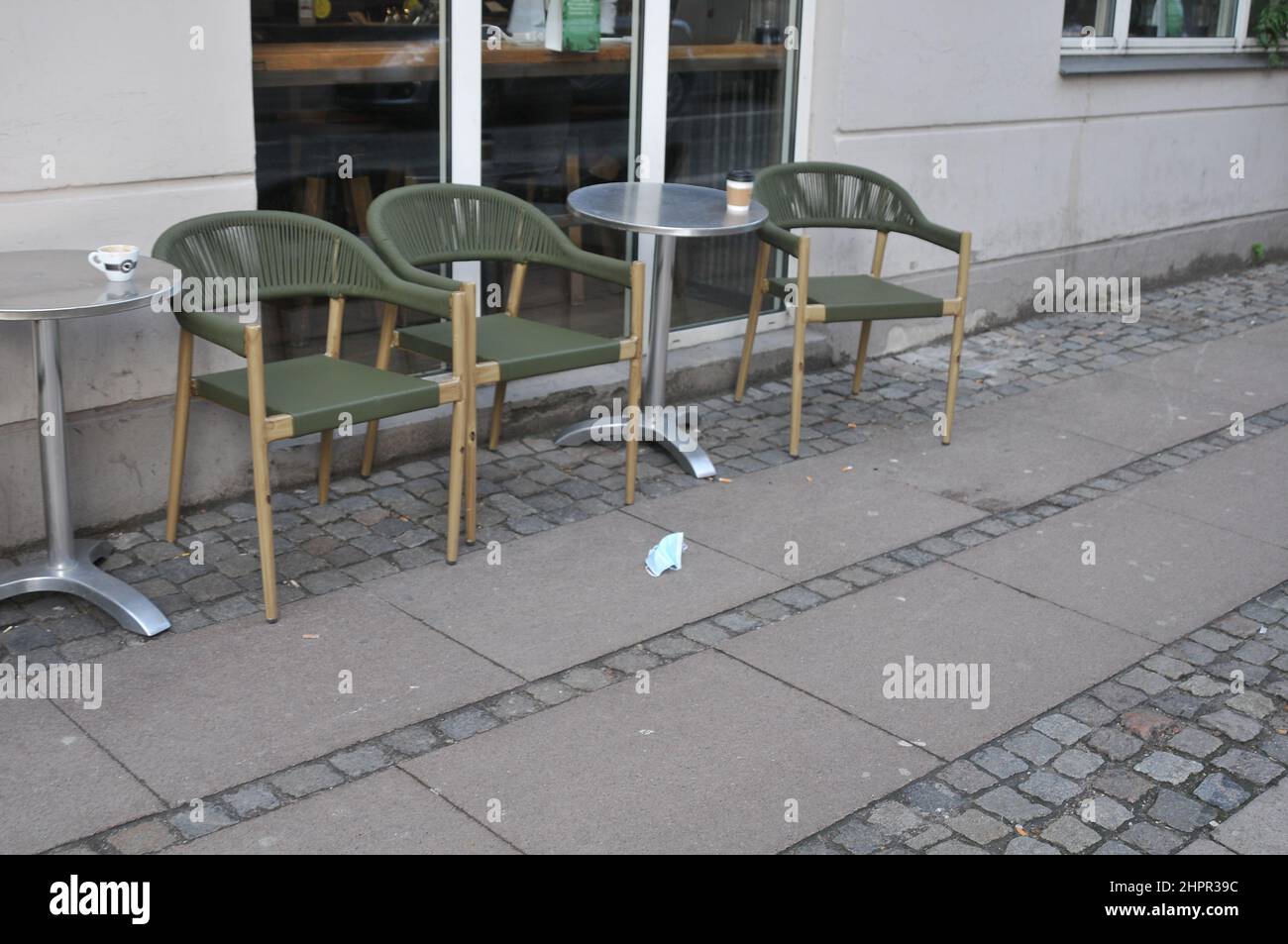 Copenhagen/Denmark./22 ebruary 2022/. Used face mask people hangon ...