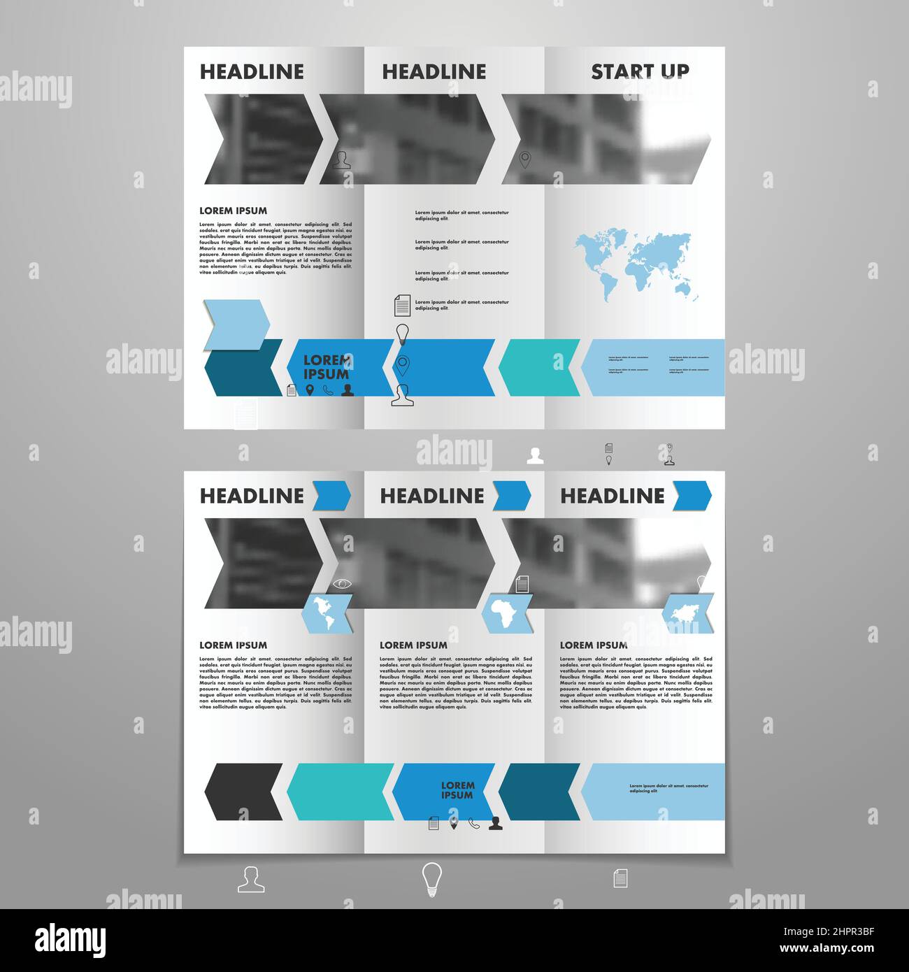 Blue Geometry brochure design template. Vector cover, Leaflet ...