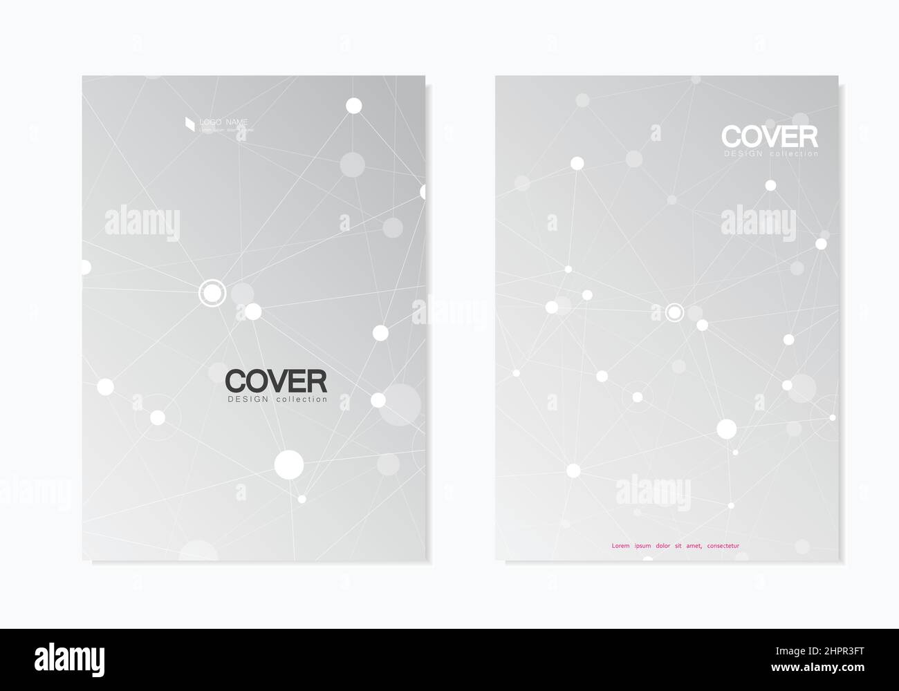 Brochure template design. Abstract connect polygonal network background with dots and lines ...