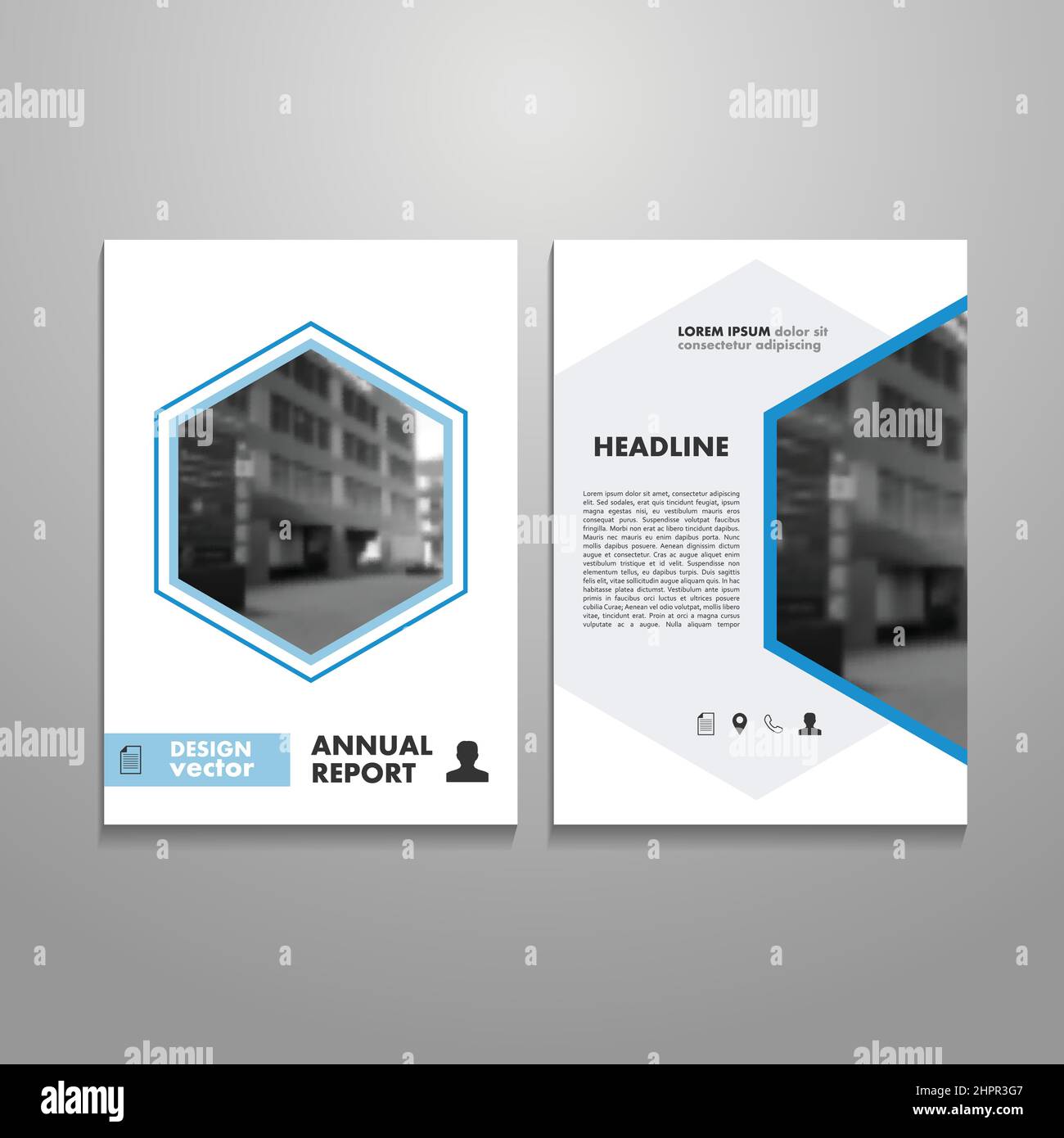 Blue Geometry brochure design template. Vector cover, Leaflet ...
