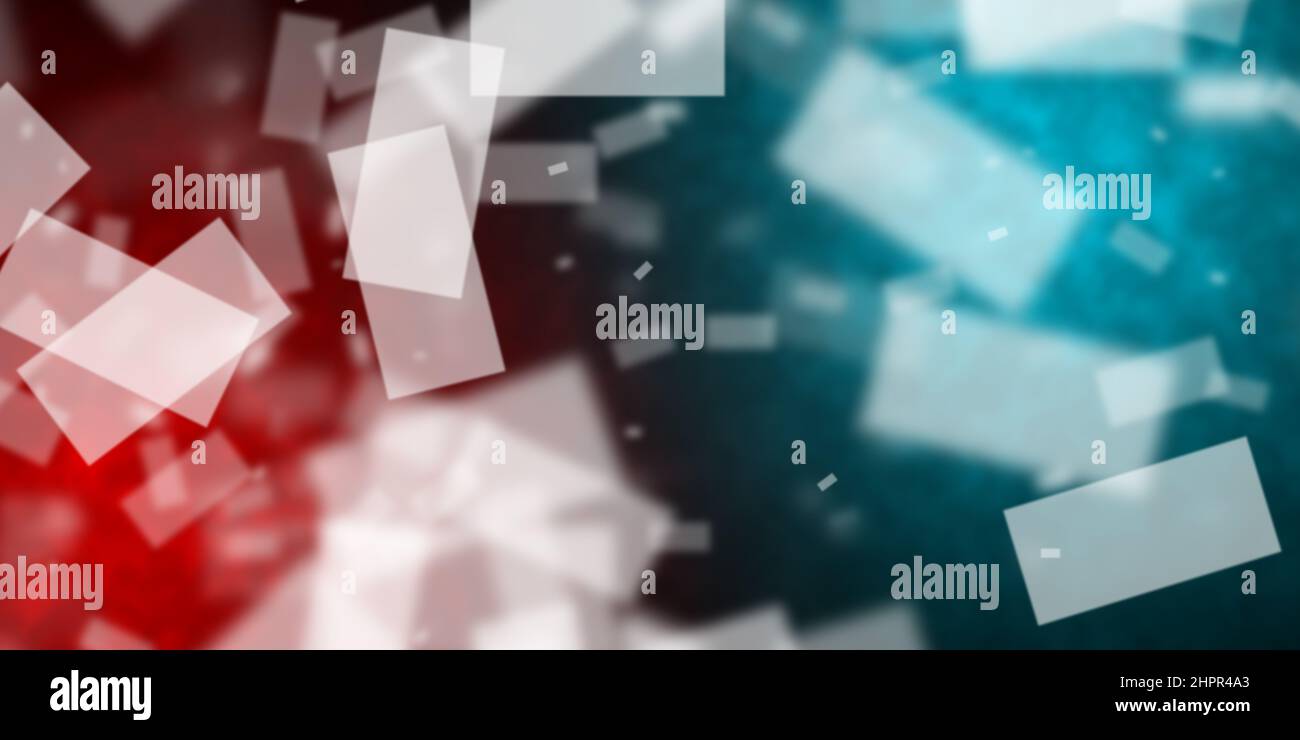 Flying rectangular shapes over red and light blue background Stock ...