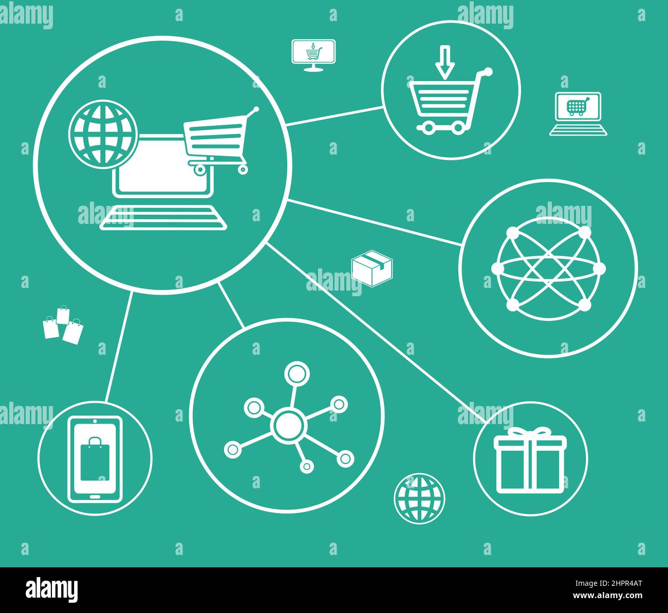 Concept of e-commerce with connected icons Stock Photo - Alamy