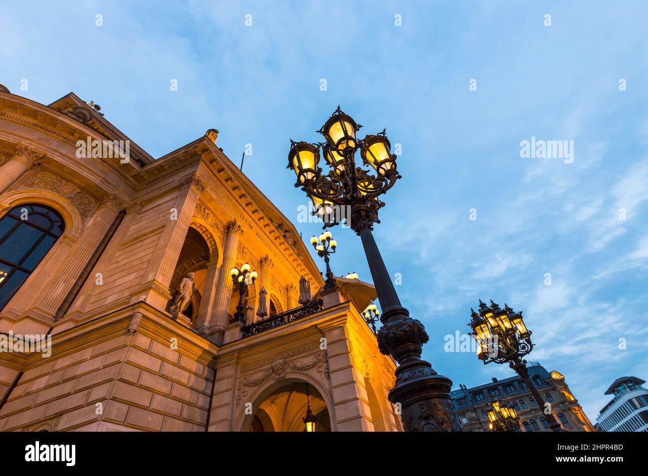 The illuminated Old Opera, Alte Oper, in Frankfurt, Germany by night ...