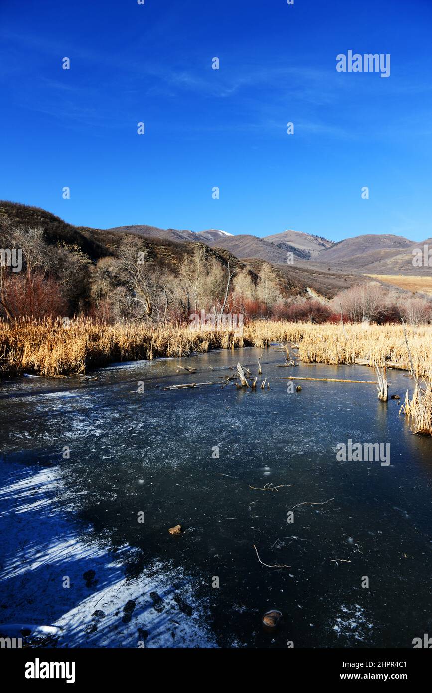 Scenic Rock Cliff nature center by the Provo river in Kamas, Utah, USA ...