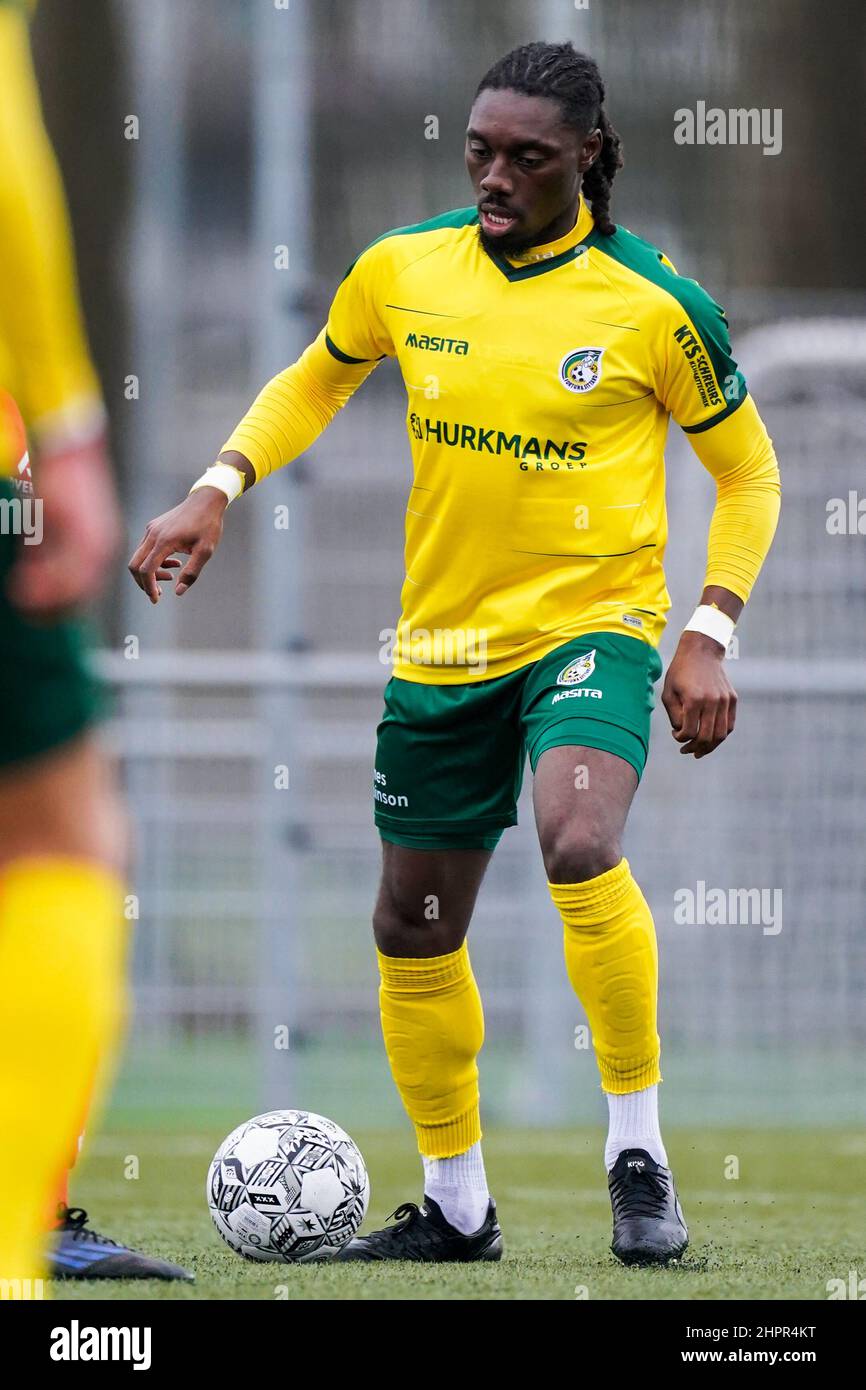 GELEEN, NETHERLANDS - FEBRUARY 22: Jordan Botaka of Fortuna Sittard ...