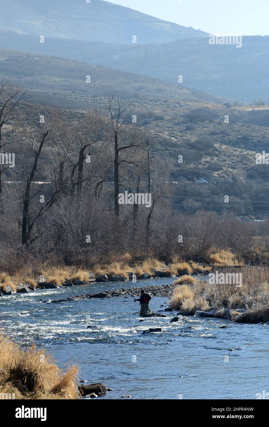 Scenic Rock Cliff nature center by the Provo river in Kamas, Utah, USA ...
