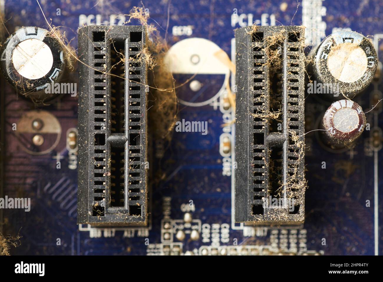 Old computer system unit with spider web and dust inside Stock Photo ...