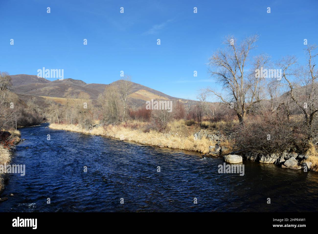 Scenic Rock Cliff nature center by the Provo river in Kamas, Utah, USA ...