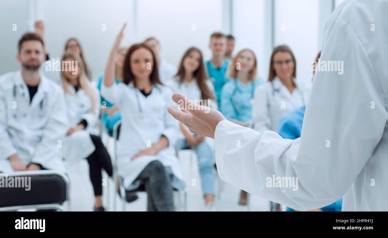 top view. a group of smiling doctors pointing at you Stock Photo - Alamy