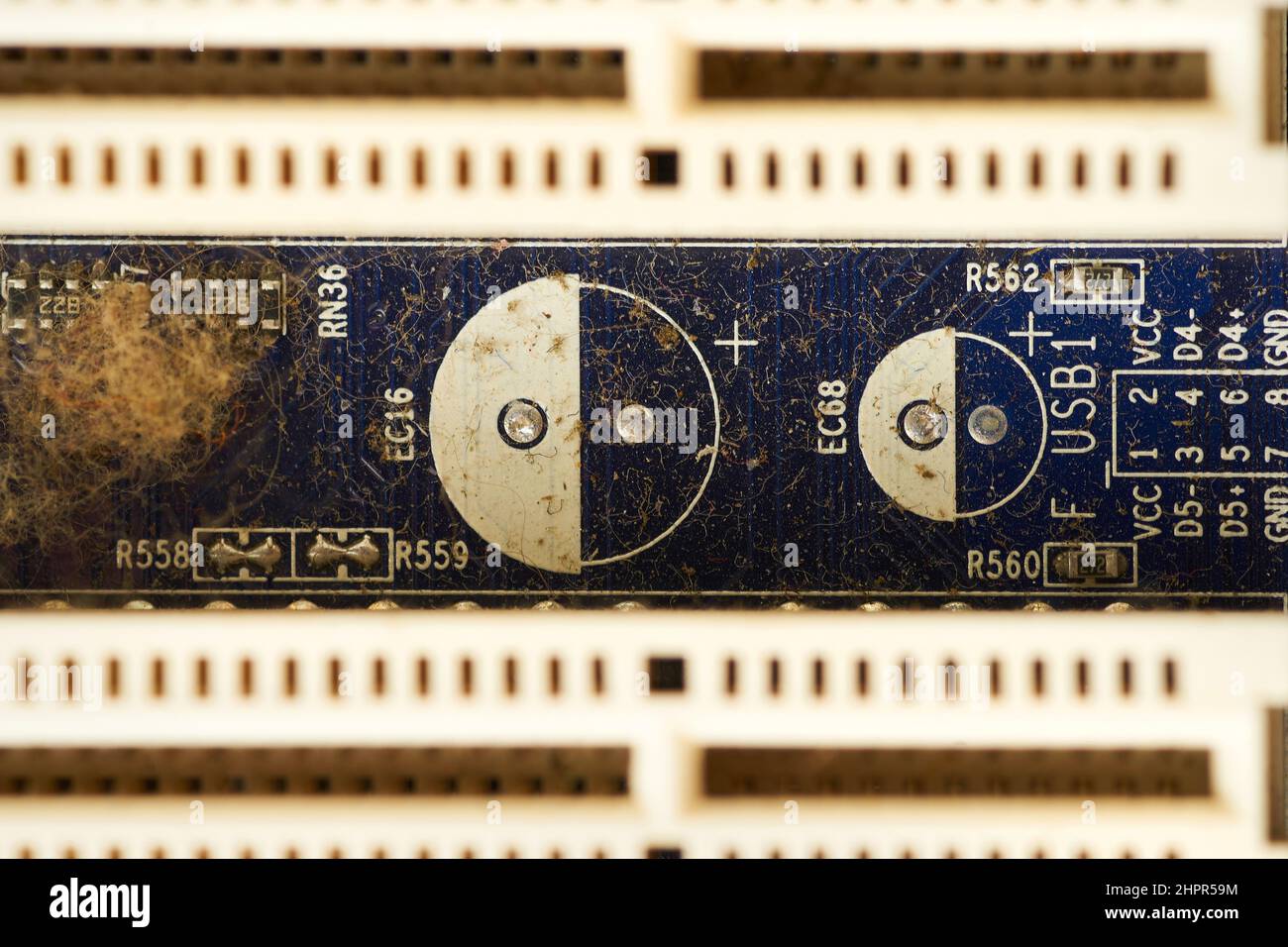 Old computer system unit with spider web and dust inside Stock Photo ...