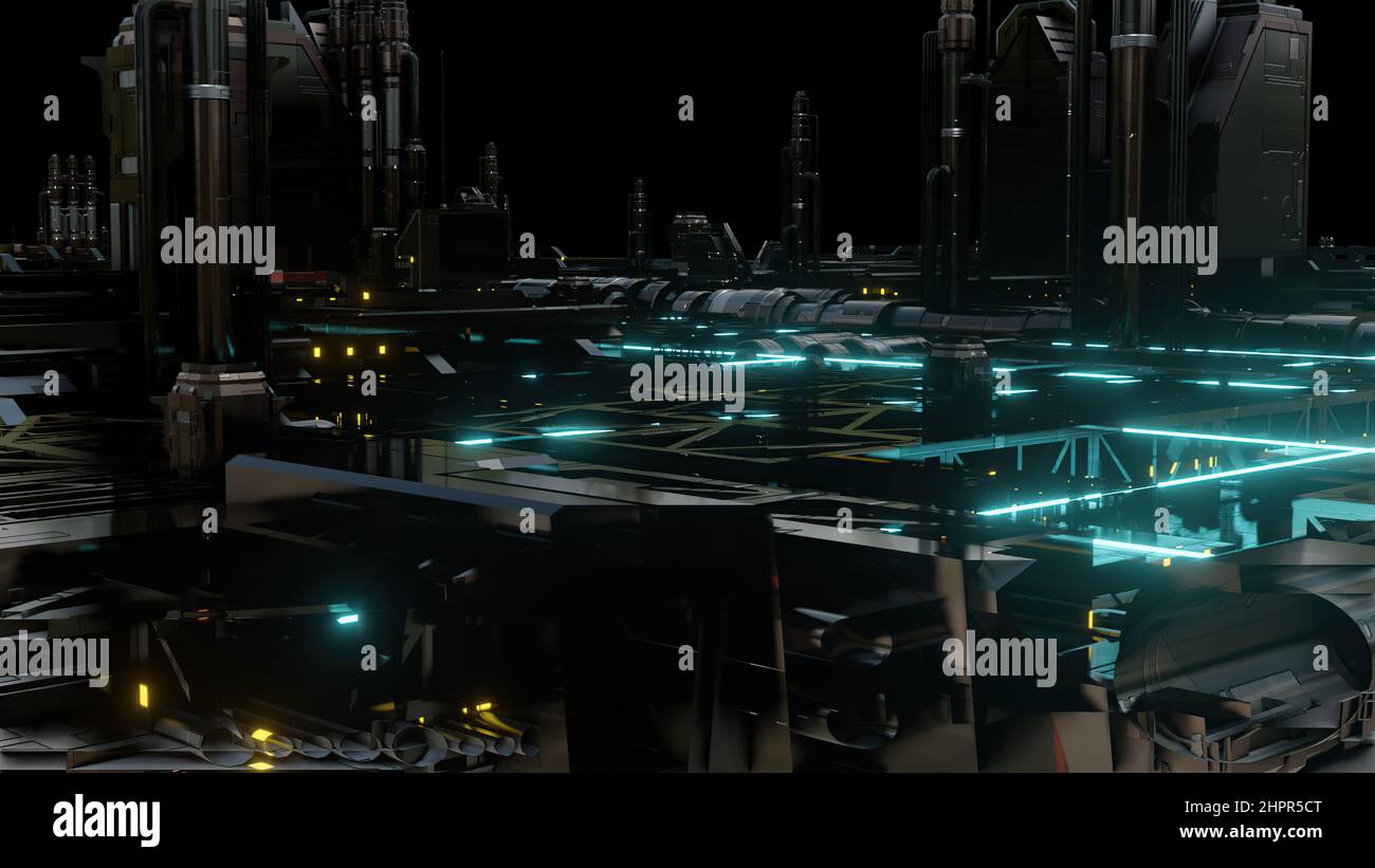 3d illustration - Model of Sci-fi city Stock Photo - Alamy