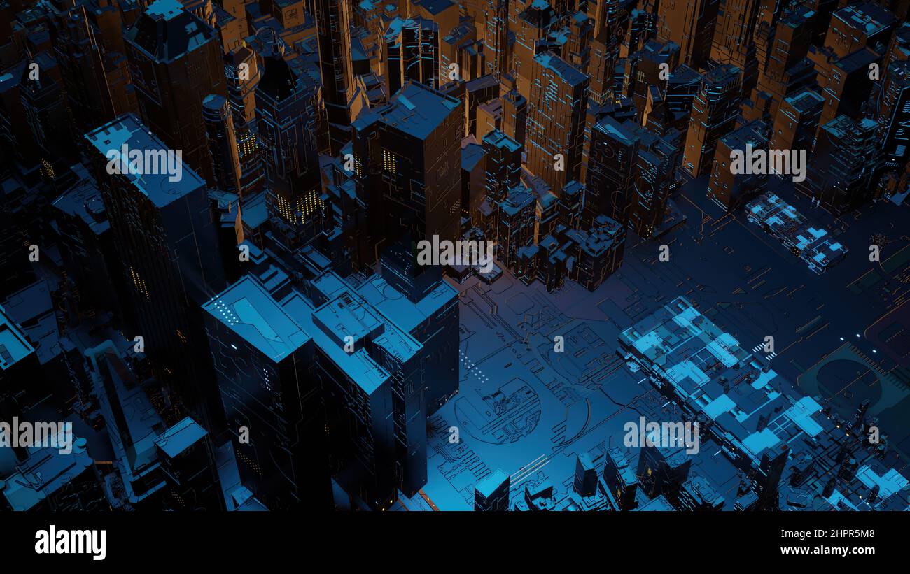 3d illustration - Model of Sci-fi city Stock Photo - Alamy