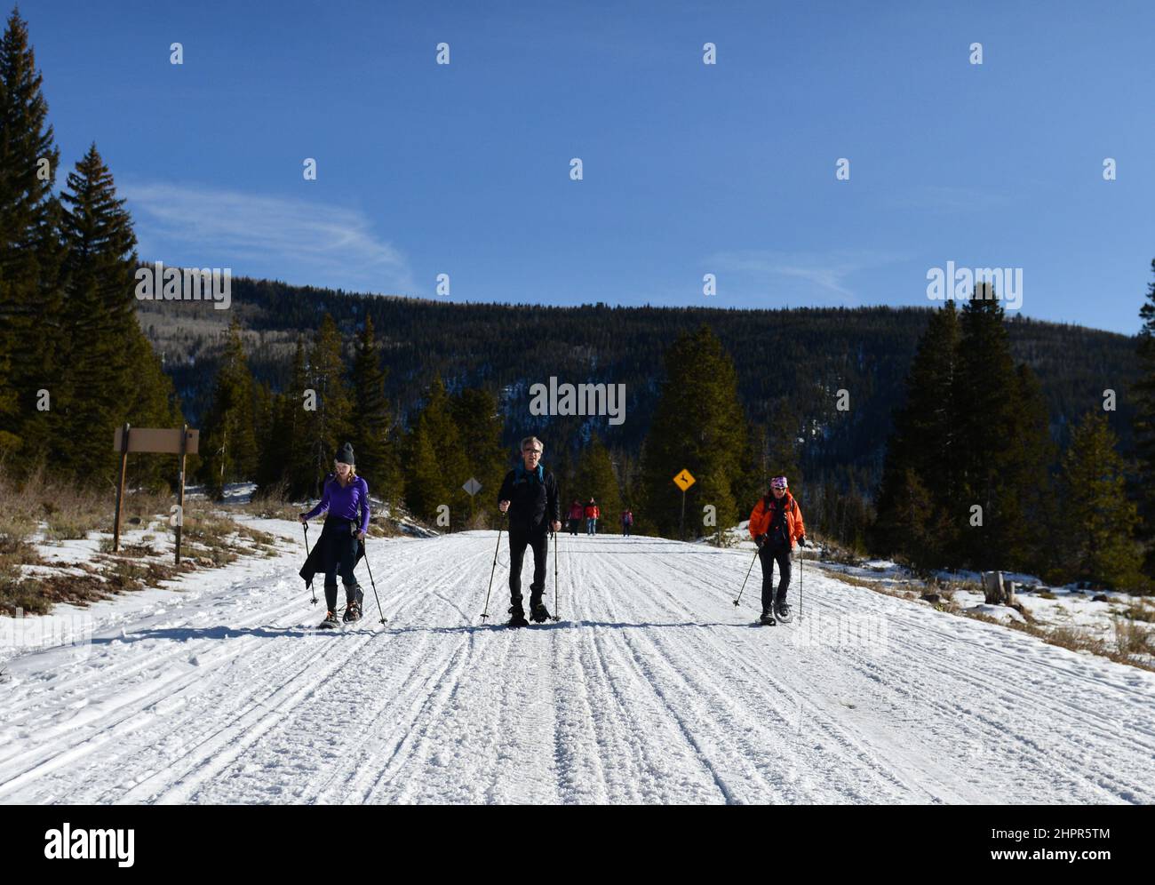 Cross country skiing along the Provo river in the Mirror lake area in ...