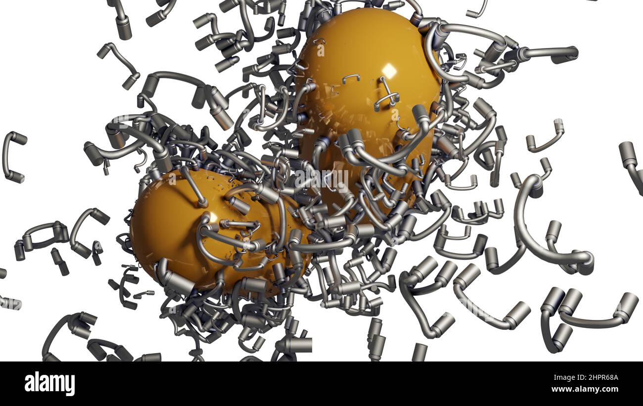 3d illustration - composition of metal plates ower abstract shape Stock ...