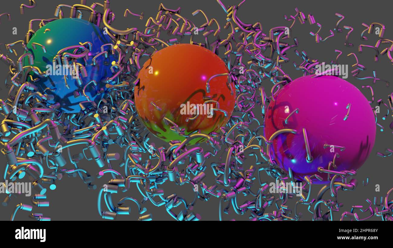 3d illustration - composition of metal pipes ower abstract shape Stock ...